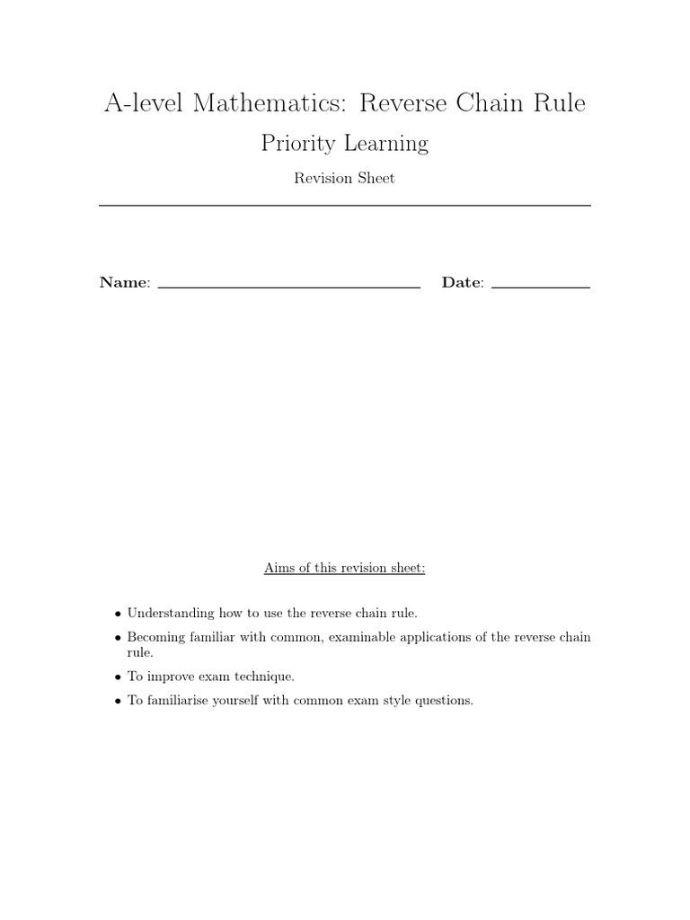 Reverse Chain Rule RS | PDF