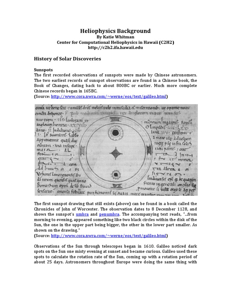 The History of Sunspot Observations and the Scientific Journey to ...
