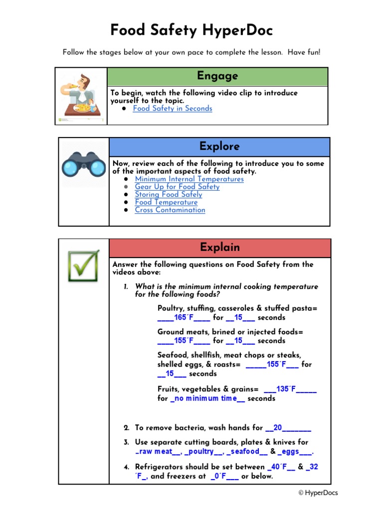 Abigail Hulen - (Template) Food Safety HyperDoc | PDF