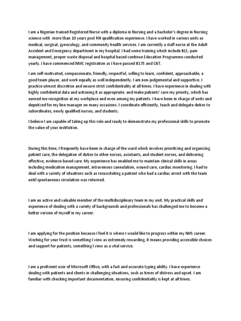 Supporting Statement | PDF | Nursing | Health Care