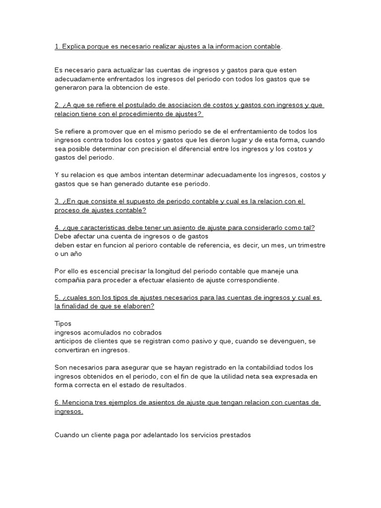 Explica Porque Es Necesario Realizar Ajustes A La Informacion Contable ...