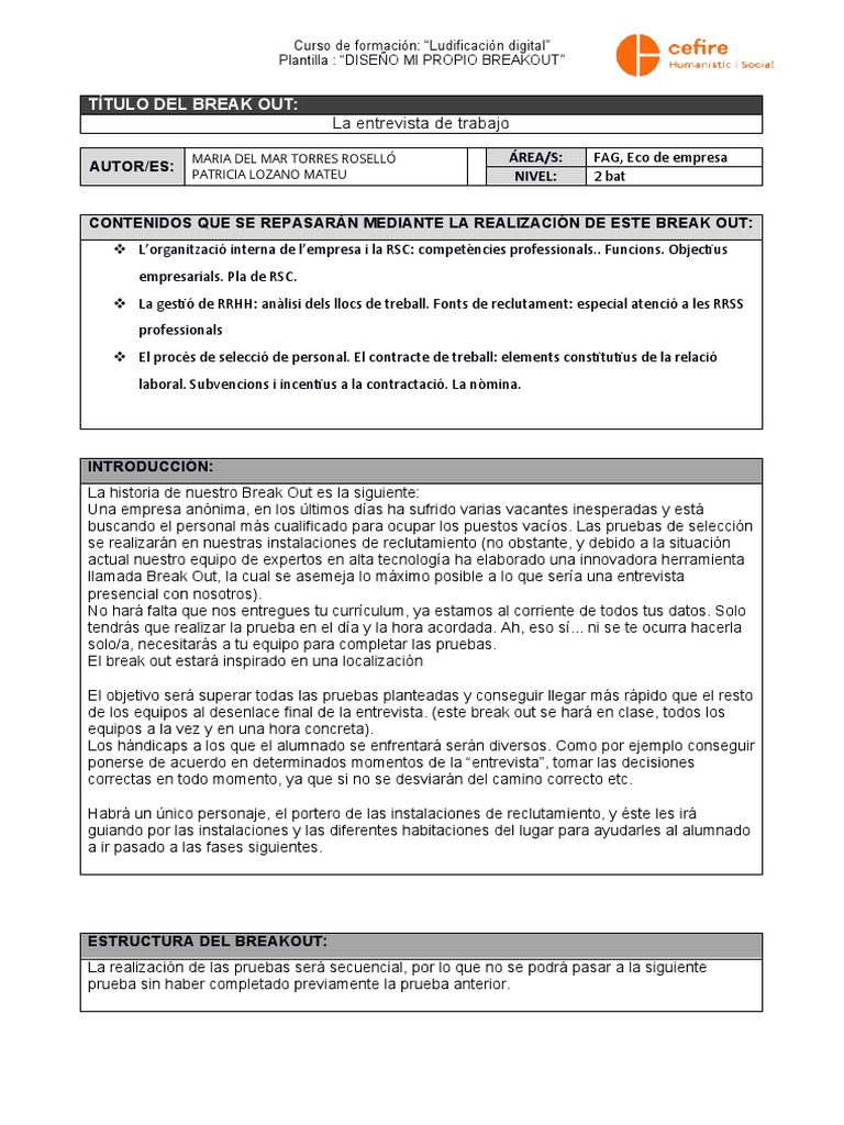 Plantilla Diseño Mi Propio Break Out | PDF
