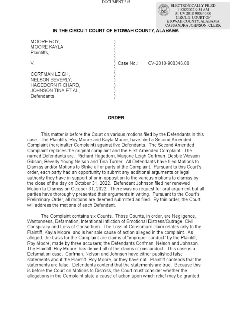 Nov. 28, 2022 Order | PDF | Defamation | Lawsuit