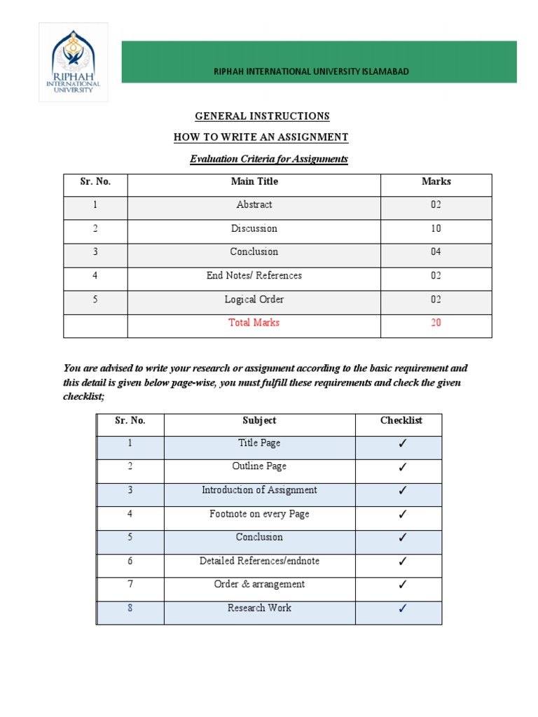 Instructions For Writing An Assignment (MA BS English) | PDF | Citation ...