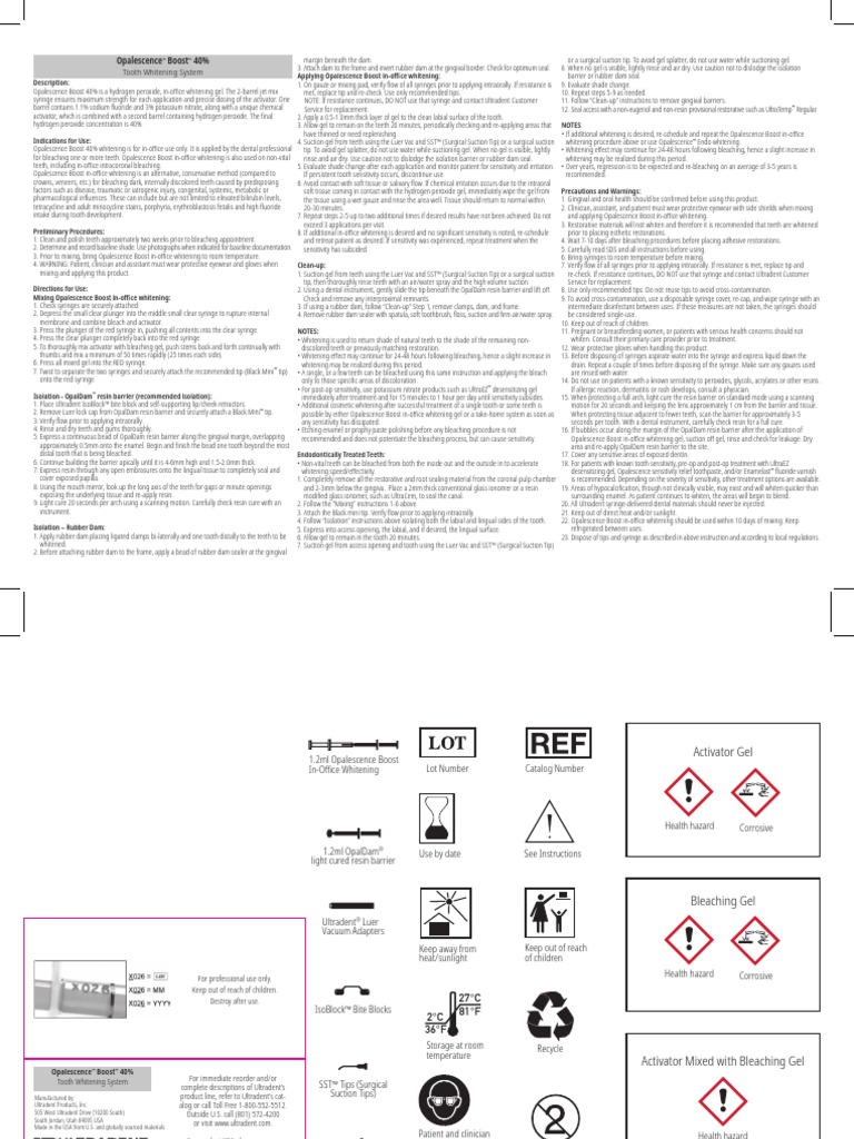 Opalescence Boost Whitening PDF | PDF | Clinical Medicine | Dentistry ...
