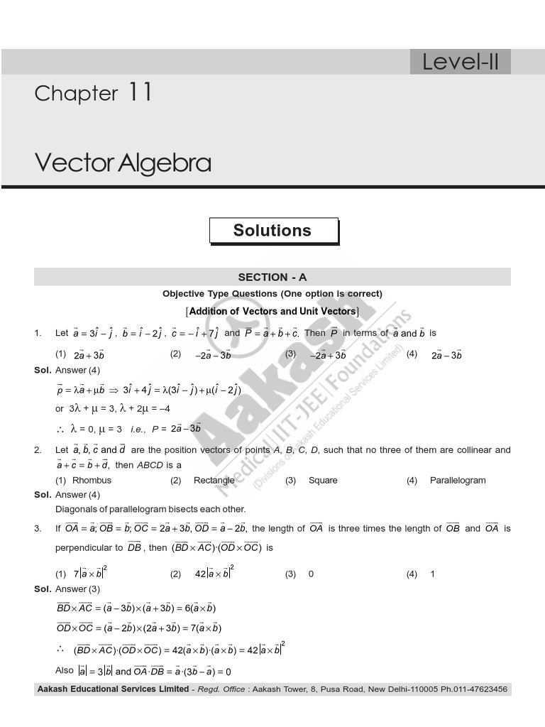Vector Algebra Level2 | PDF