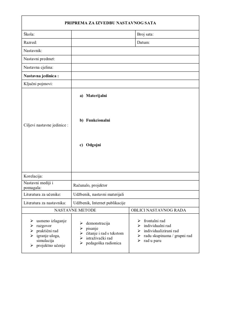 Priprema Obrazac | PDF