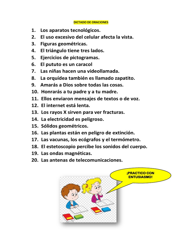 Dictado de Oraciones 28 Noviembre | PDF