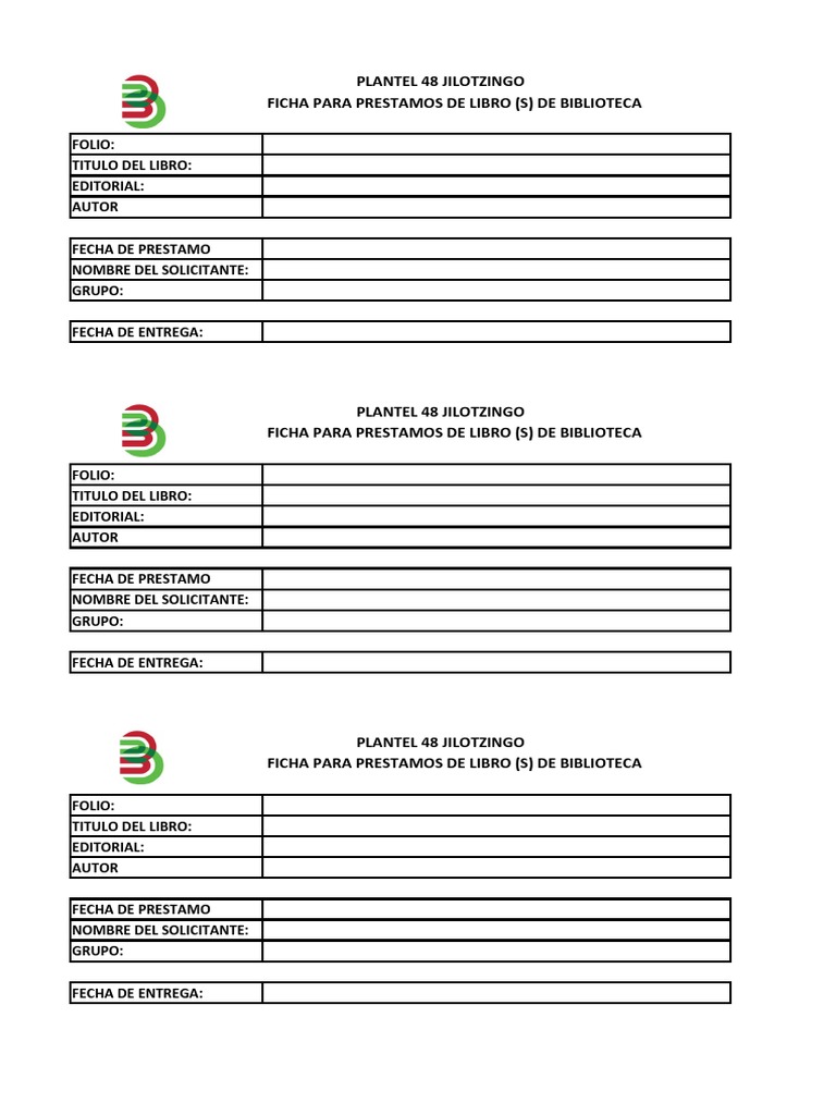 Ficha de Prestamo de Biblioteca | PDF