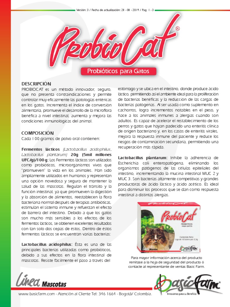 FT Probiocat Probioticos Gatos | PDF | Las bacterias | Tracto ...