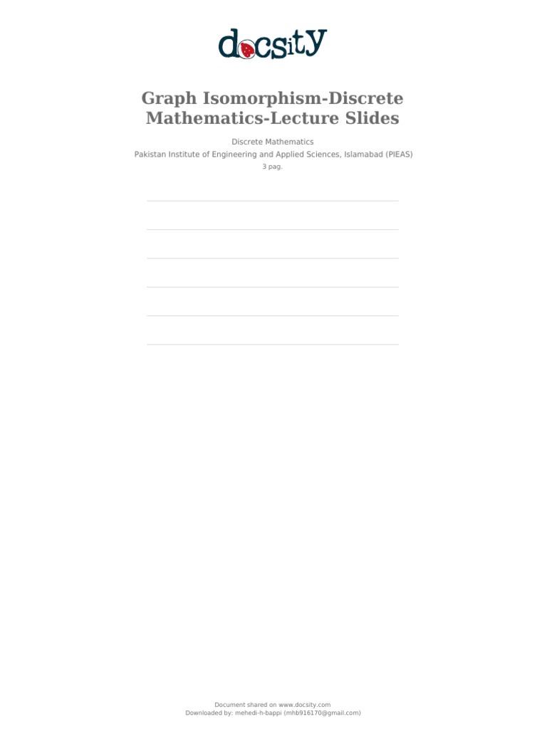 Docsity Graph Isomorphism Discrete Mathematics Lecture Slides Pdf Vertex Graph Theory 