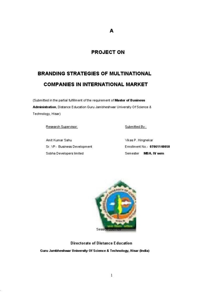Branding Strategy of MNCs | PDF | Brand | Strategic Management