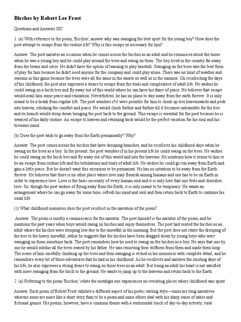 Birches by Robert Lee Frost | PDF | Poetry | Heaven