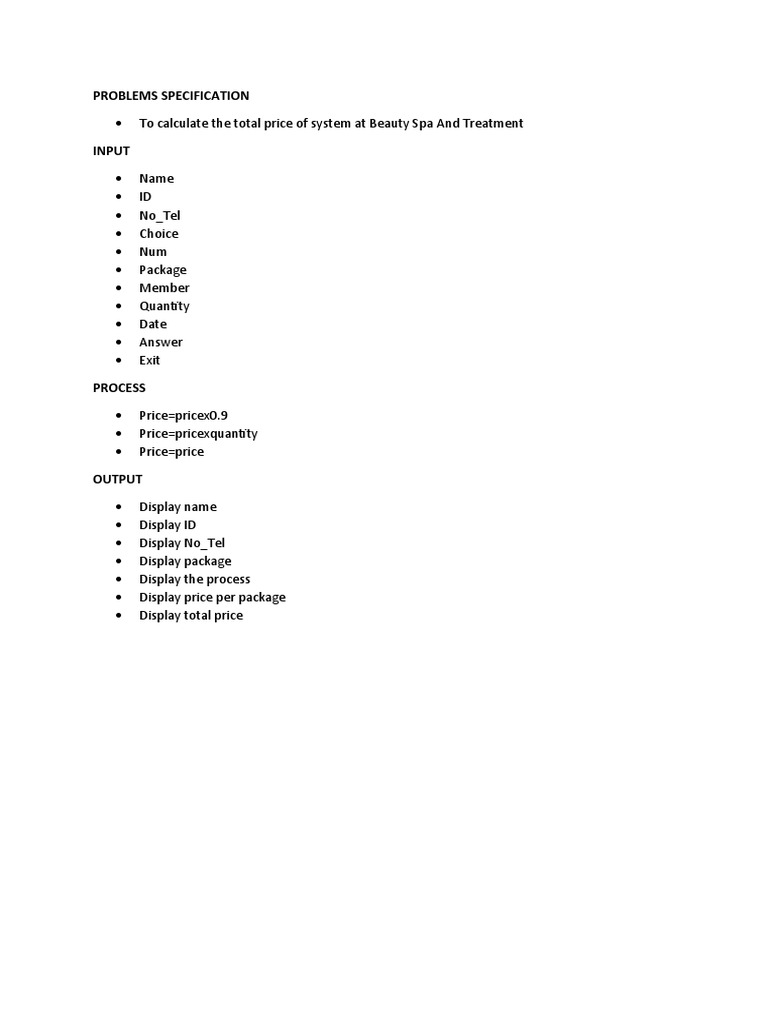 Problems Specification | PDF