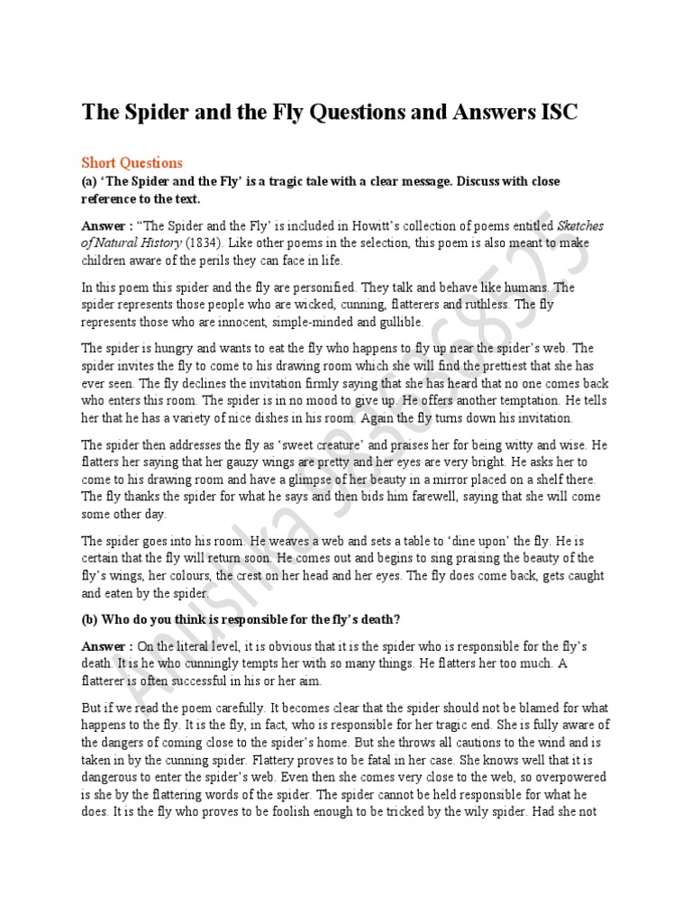 The Spider and The Fly | PDF | Spider | Poetry