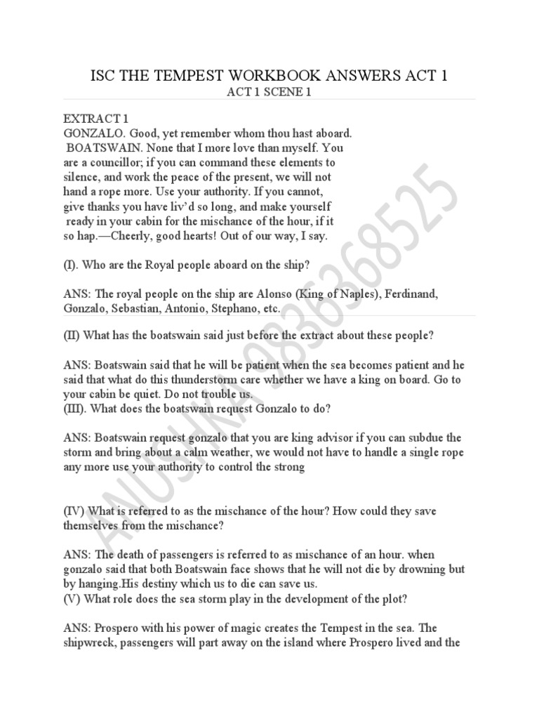 THE TEMPEST ACT 1 Notes Isc | PDF | The Tempest
