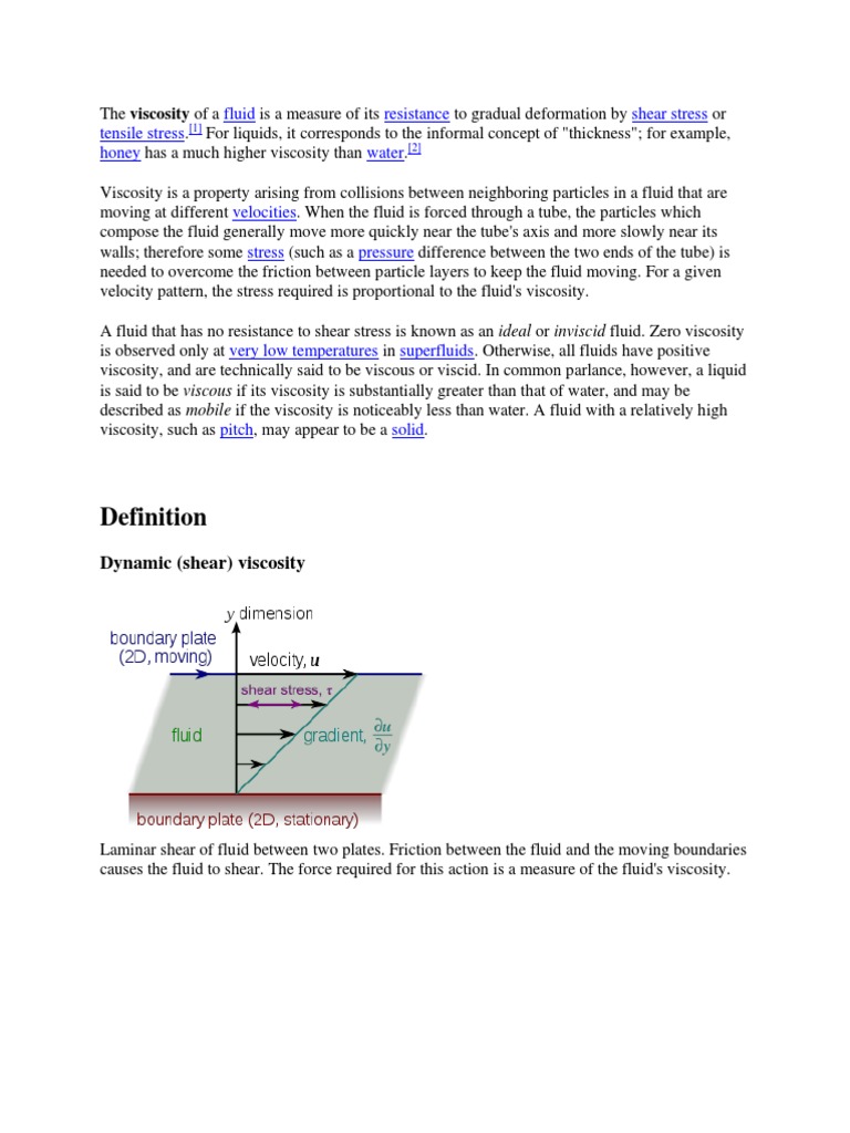 Viscosity Wikipedia | PDF | Viscosity | Shear Stress
