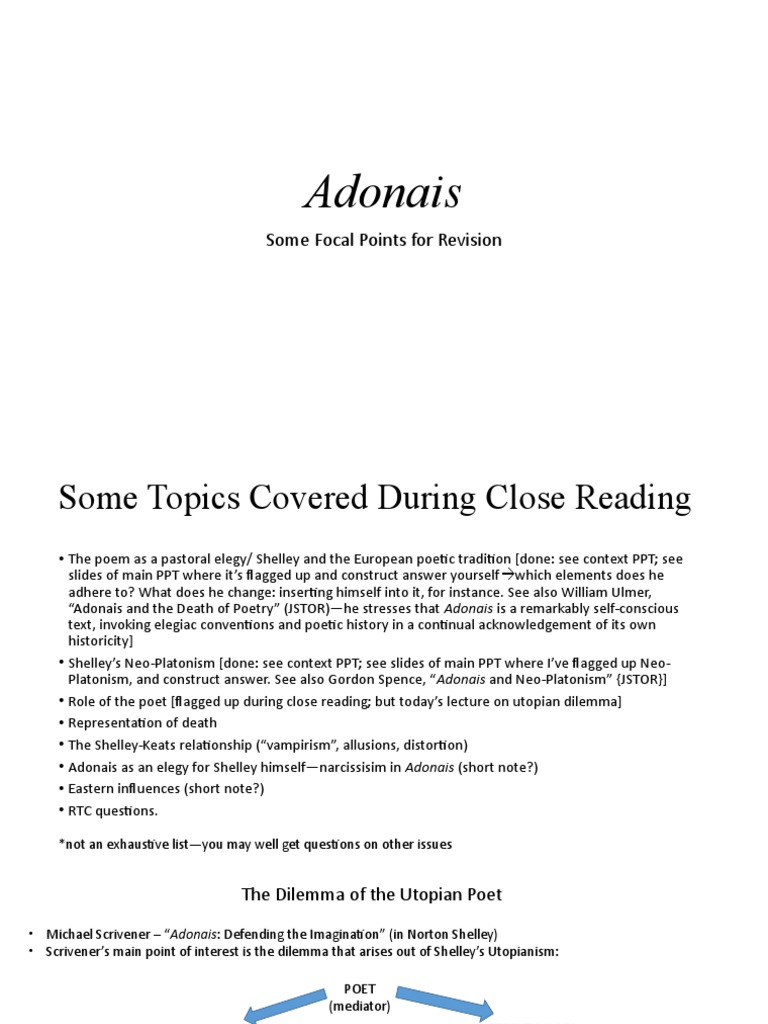 Adonais - Revision Topics | PDF