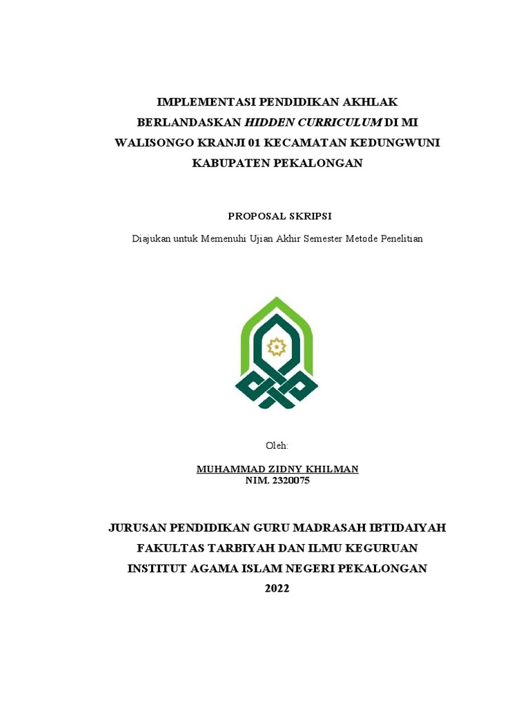 Proposal Skripsi Muhammad Zidny Khilman | PDF | Karier & Perkembangan