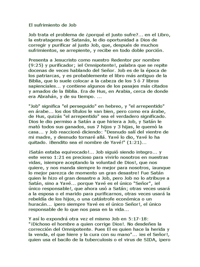 El Sufrimiento de Job | PDF | Libro de trabajo | Satán