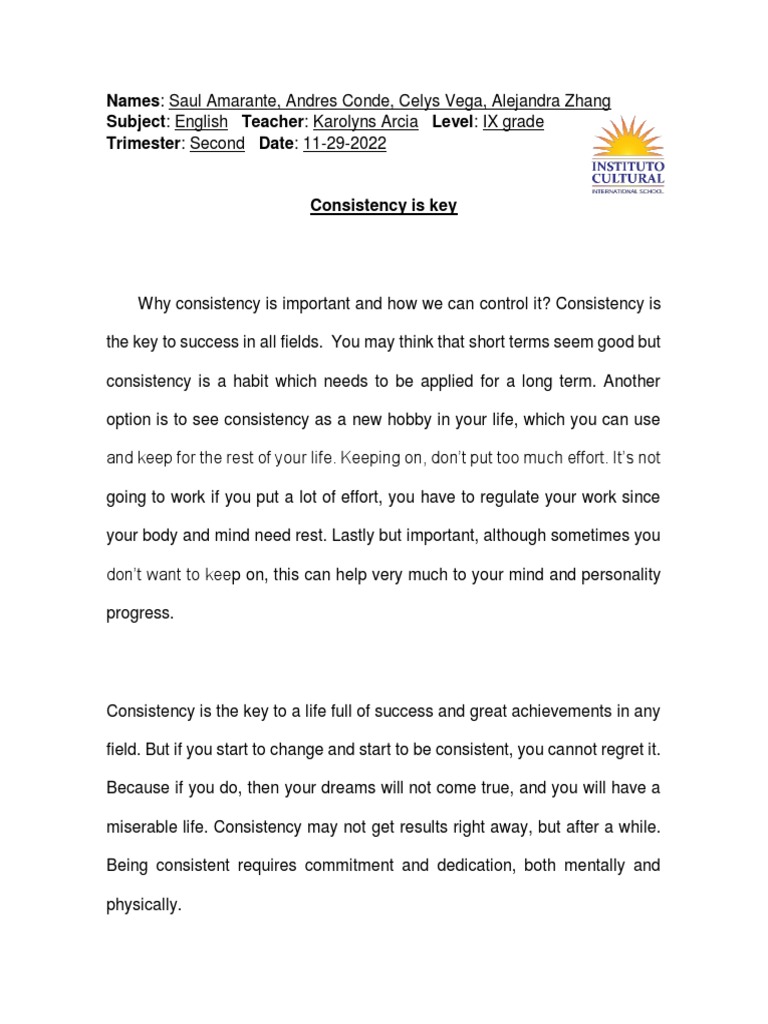 Essay Consistency Is Key | PDF