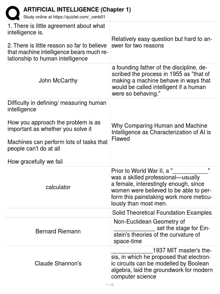 Intro To Ai Chapter 1 & 2 (Rev) | PDF | Artificial Intelligence | Intelligence (AI) & Semantics