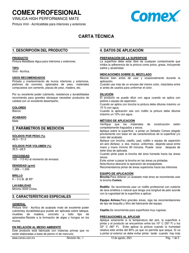 Comex Prof Vinilica High Performance Mate | PDF | Pintar | Pinturas