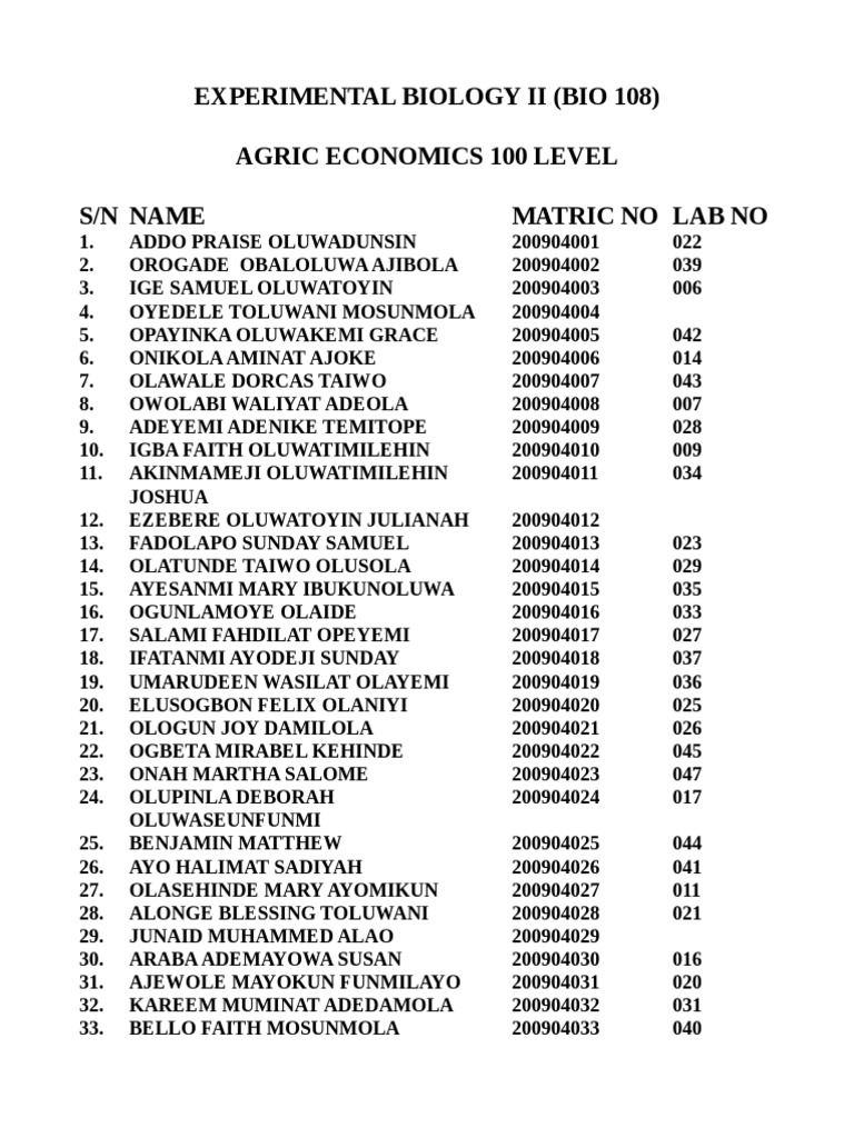 BIO 108 Student Lab Assignments | PDF | Sports & Recreation | Travel