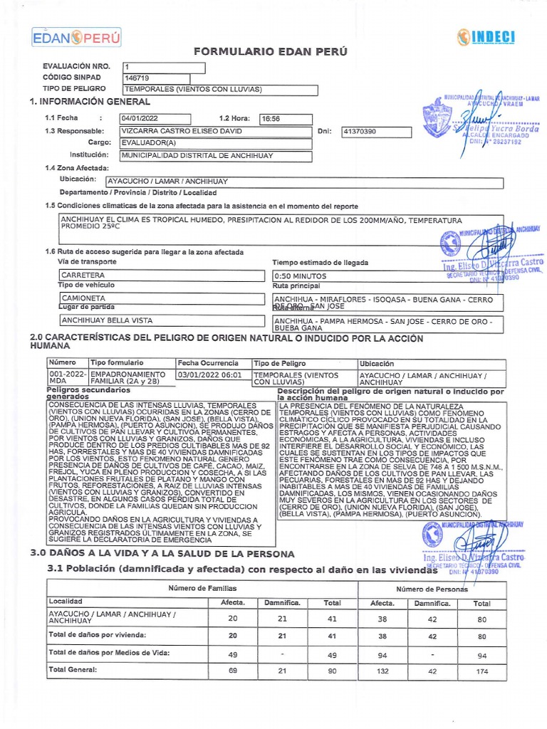 Formulario 3 Preliminar - Edan Peru #001 OK | PDF