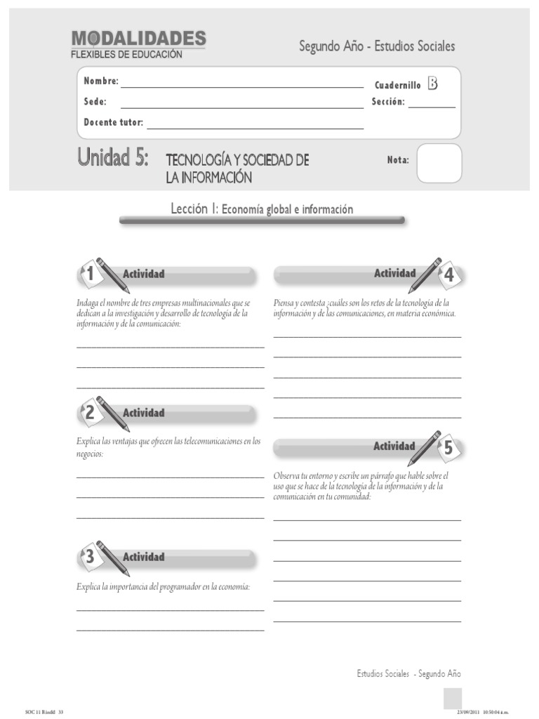 Unidad 5: Tecnología y Sociedad | PDF | Tecnología de información y ...