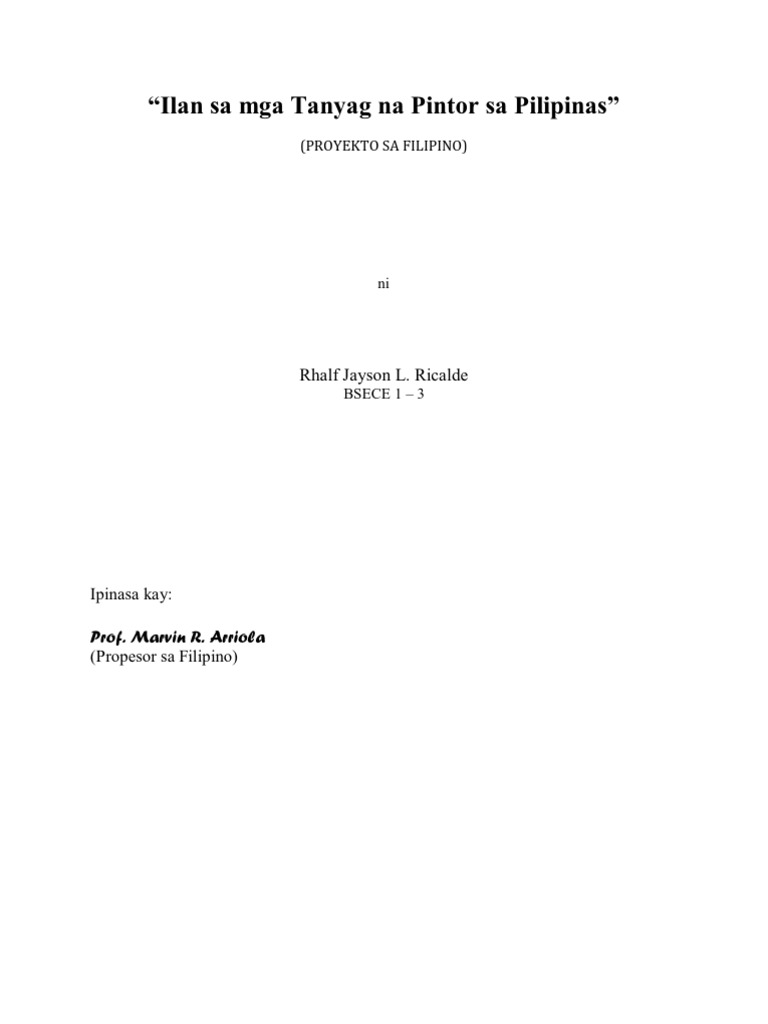 Ilan Sa Mga Tanyag Na Pintor Sa Pilipinas | PDF