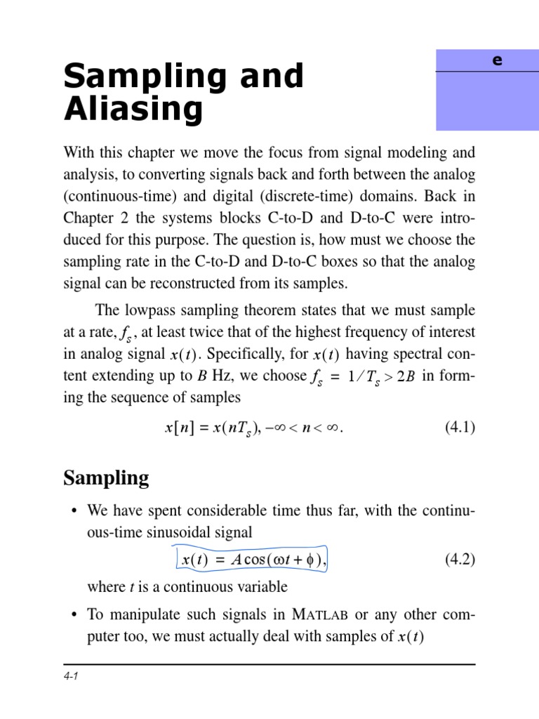 Lecture 4 Pdf Sampling Signal Processing Discrete Time And Continuous Time 