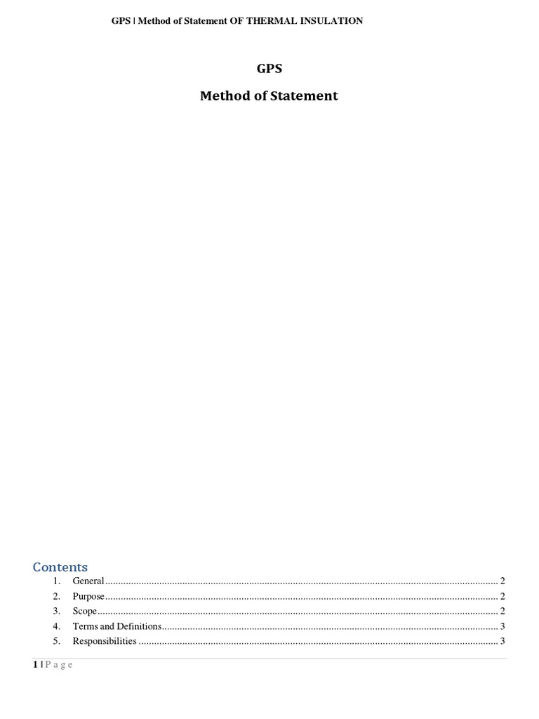 Method Statement For Insulation Works | PDF | Personal Protective ...