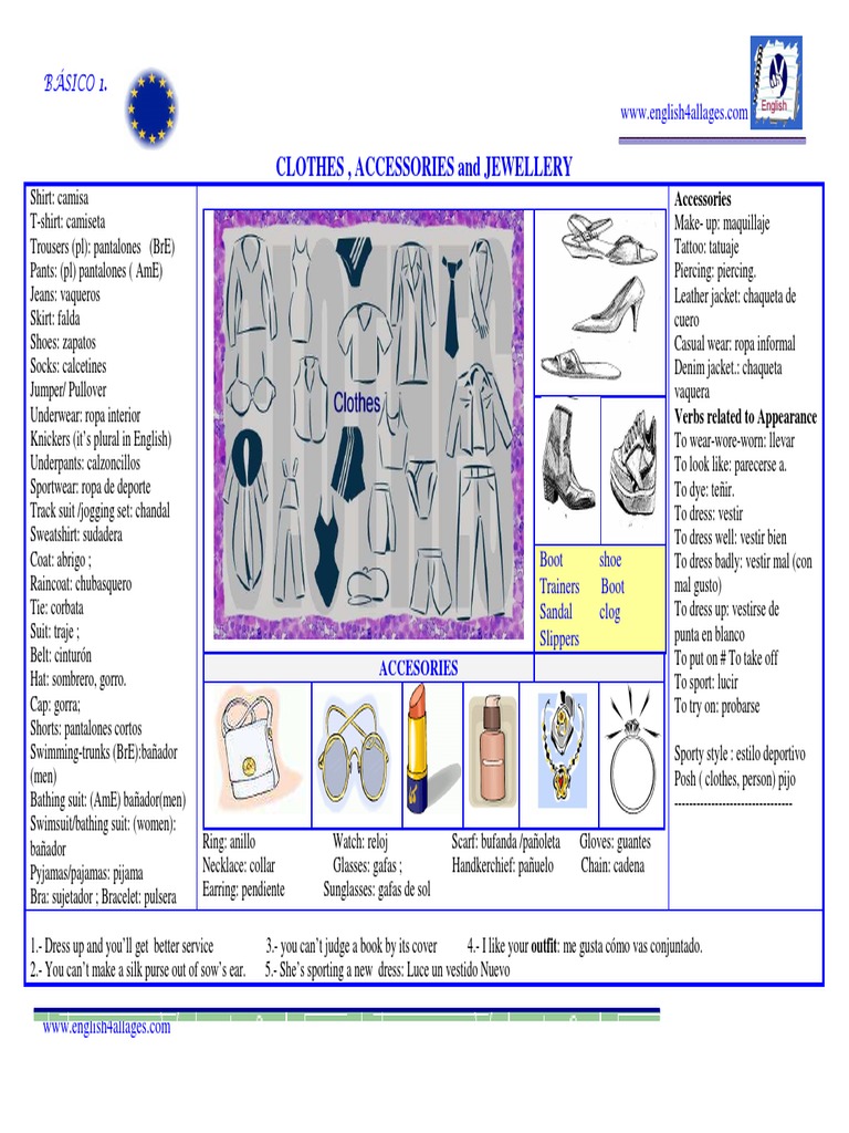 Clothes Vocabulary | Download Free PDF | Clothing | Trousers