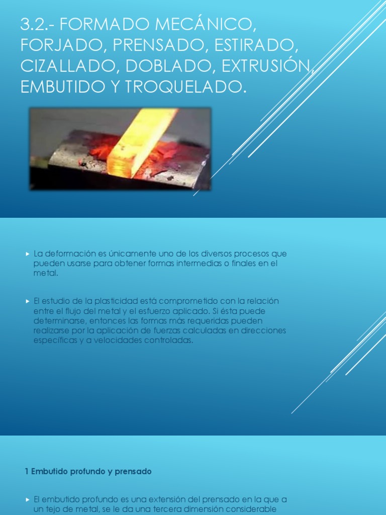 3.2.-Formado Mecánico, Forjado, Prensado, Estirado, Cizallado, Doblado ...