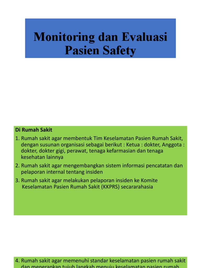 Monitoring Dan Evaluasi Pasien Safety-1 | PDF