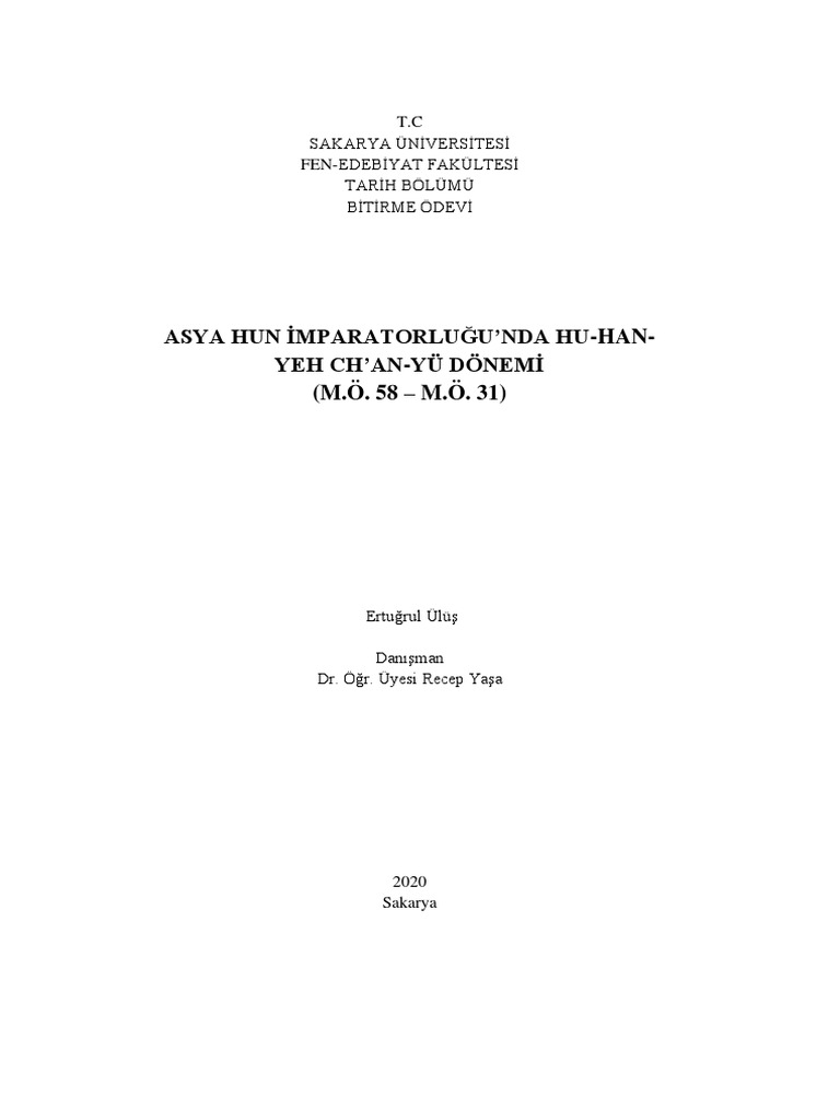 Asya Hun Imparatorlugunda Hu Han Yeh Cha | PDF