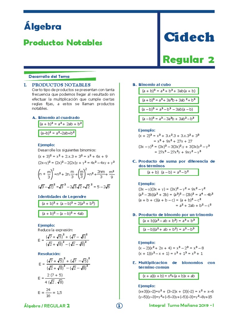 3.-Algebra 2 Productos-Notables. | PDF | Matemáticas | Álgebra