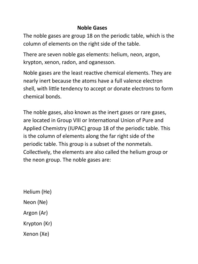 Noble Gases | PDF | Periodic Table | Transparent Materials