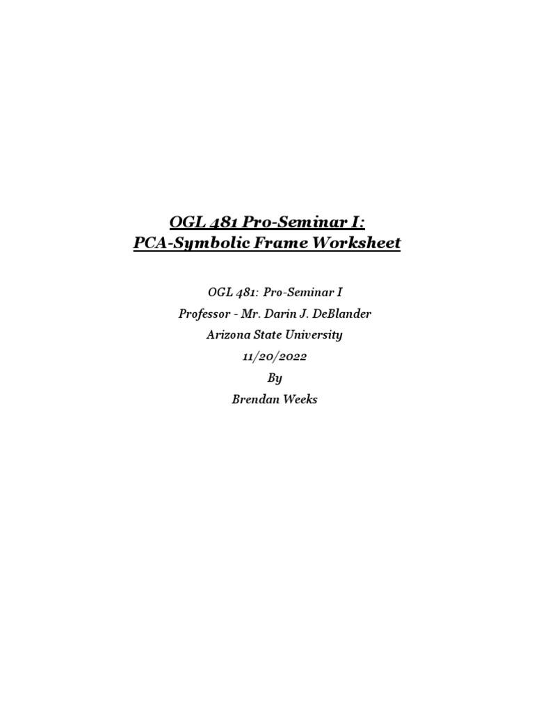 Pca-Symbolic Frame Worksheet 1 | PDF | Self-Improvement