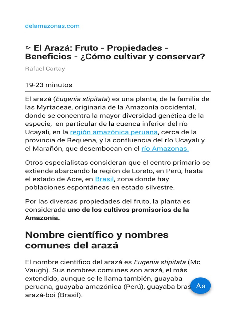 El Arazá Fruto - Propiedades - Beneficios - ¿Cómo Cultivar y Conservar ...