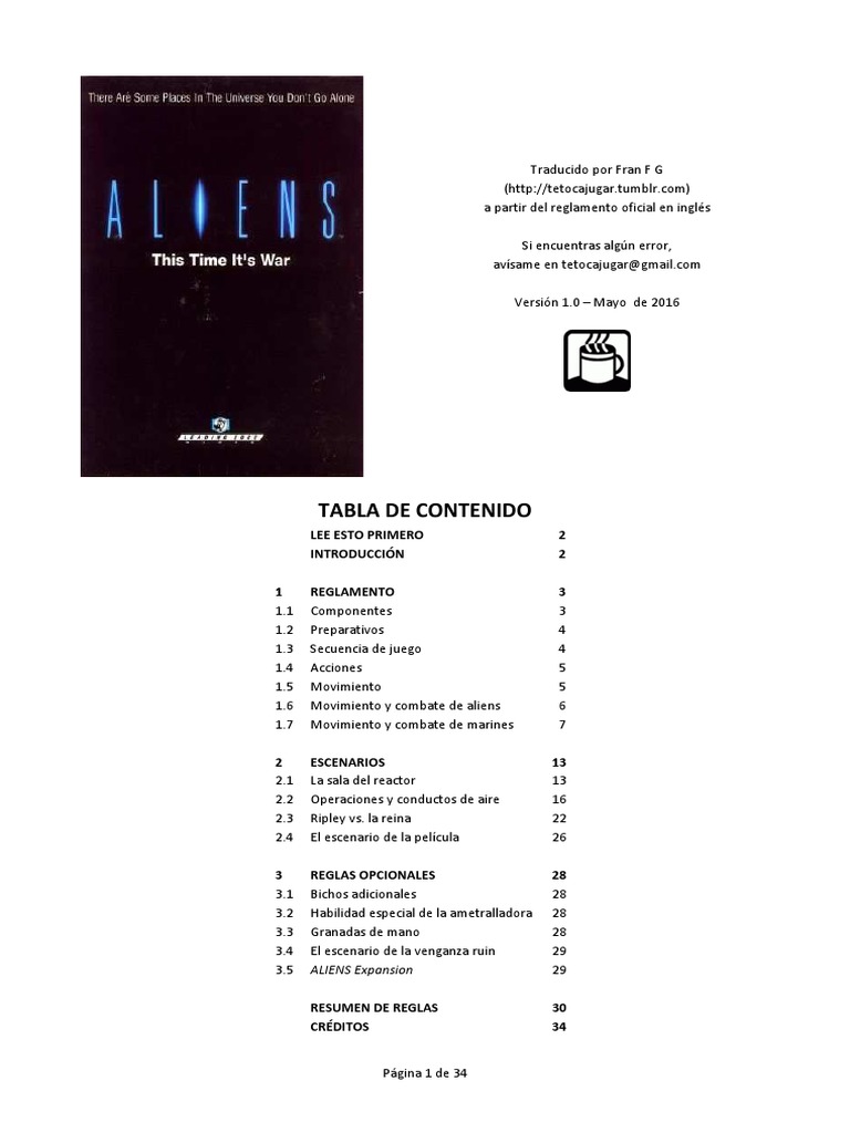 Aliens Spanish Rules Version 1.0 | PDF