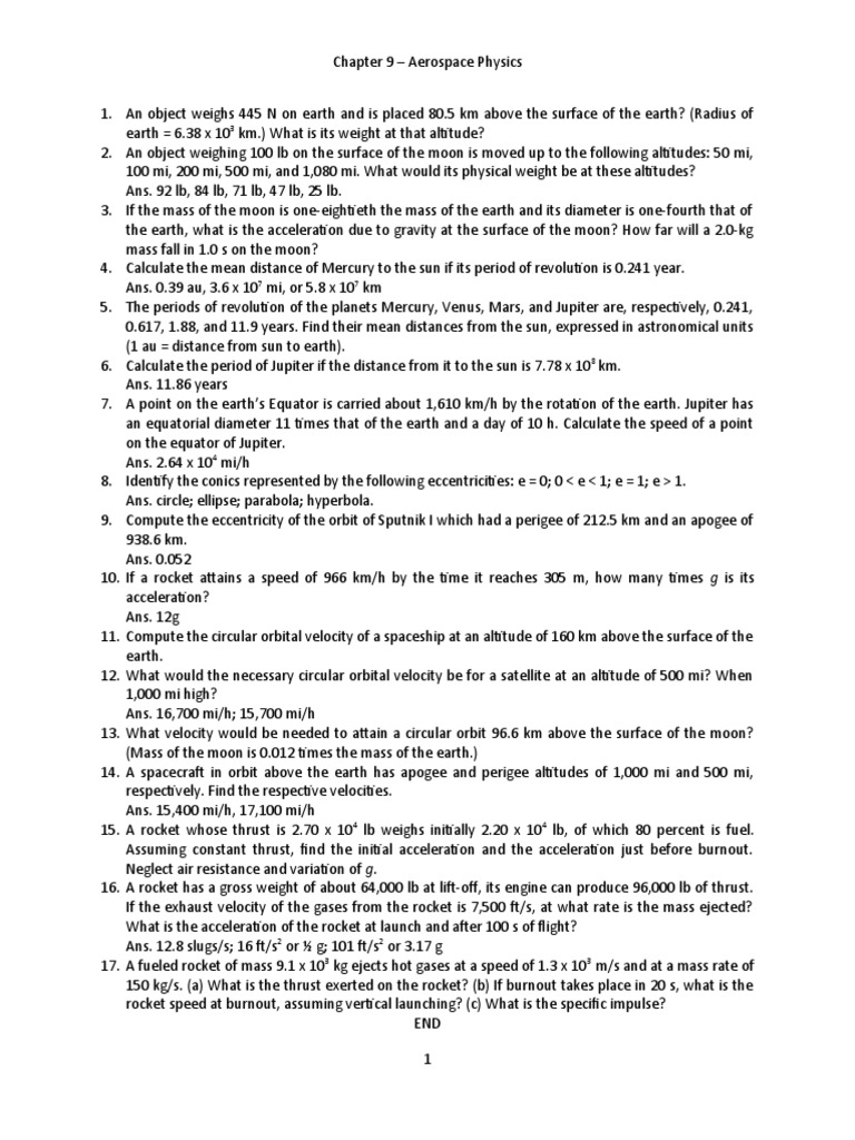 09 Aerospace Physics | PDF | Weight | Jupiter
