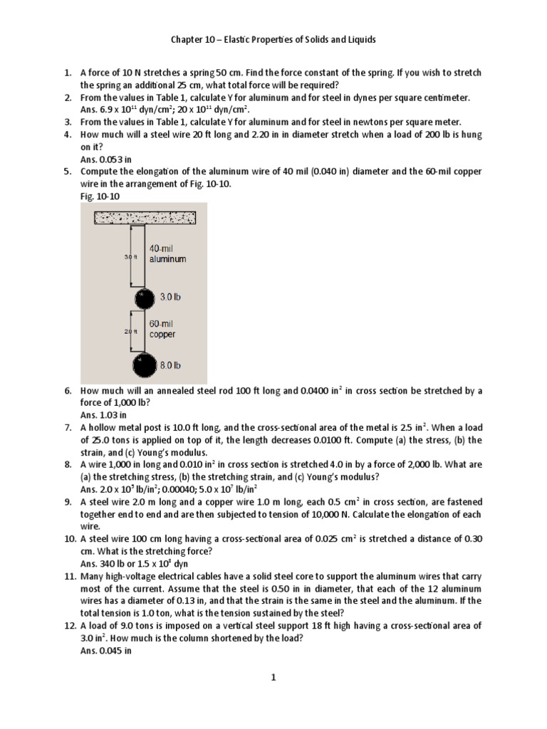 10 Elastic Properties of Solids and Liquids | PDF | Young's Modulus ...