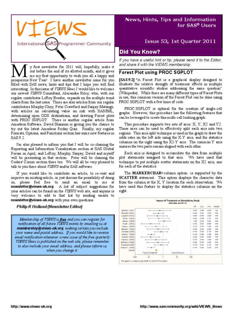 Did You Know?: Forest Plot Using PROC SGPLOT | PDF | Sas (Software ...