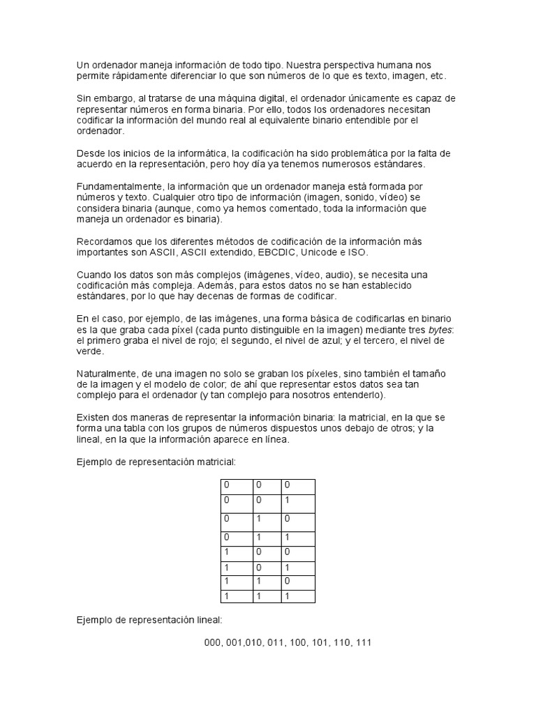 Codificación de Información en Informática | PDF | Ascii | Información