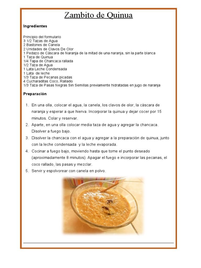 Zambito de Quinua | PDF | Salud y bienestar