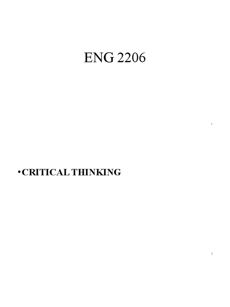 Eng 2206 Critical Reading & Thinking 2 | PDF | Critical Thinking | Argument Eng 2206 Critical Reading & Thinking 2 | PDF | Critical Thinking | Argument