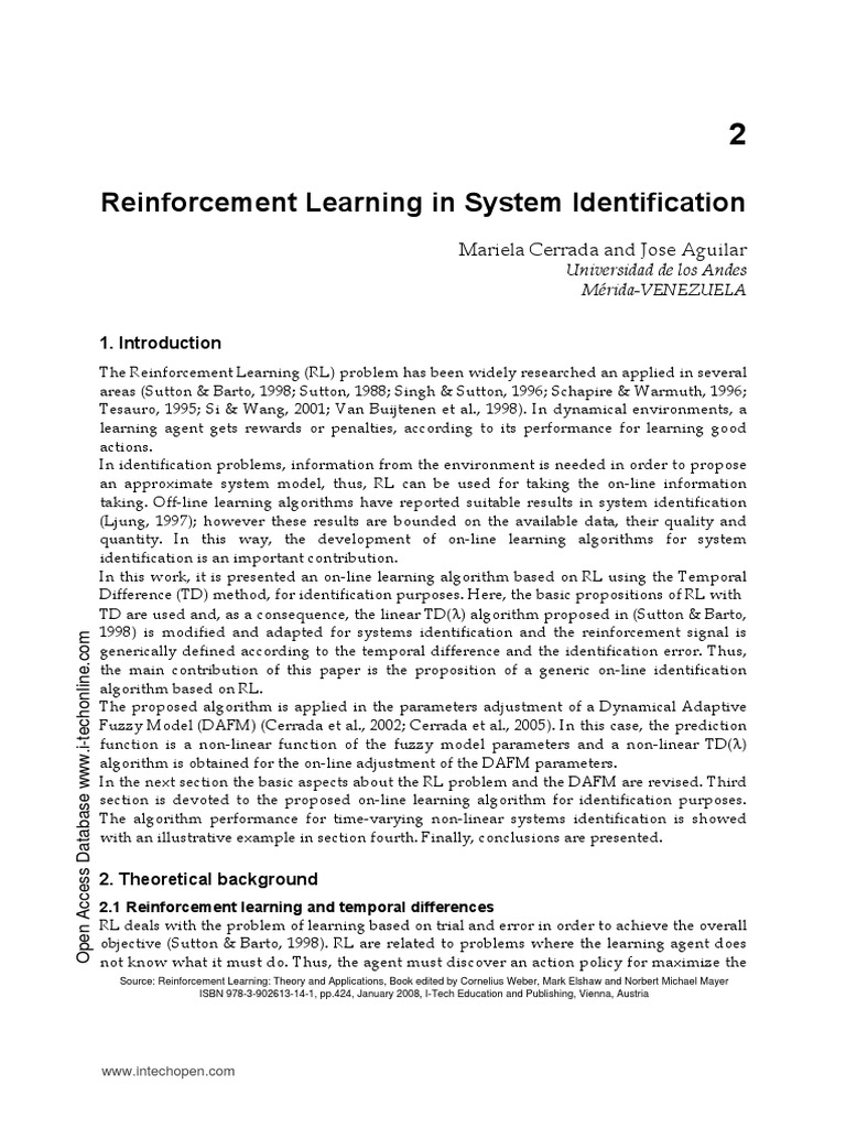 02of22 - Reinforcement Learning in System Identification | PDF | Fuzzy Logic | Machine Learning