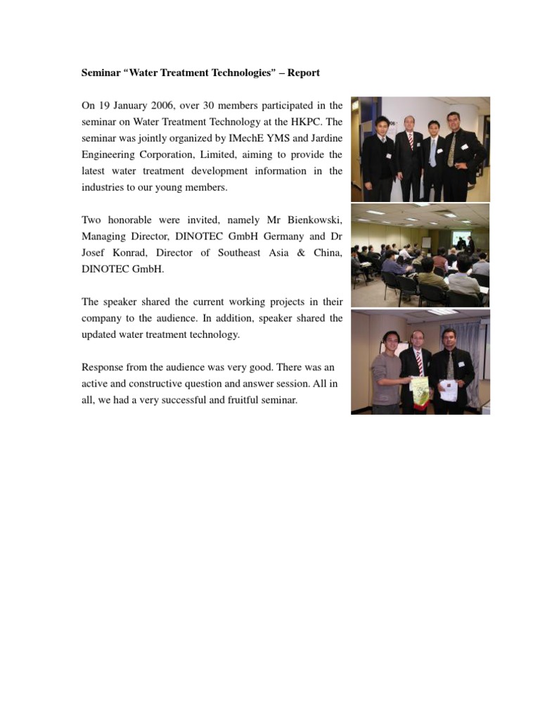 Water Treatment Technologies Seminar Report | PDF | Business